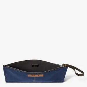 Fendi Ff Flat Pouch Dark Blue Denim Fabric Pouch